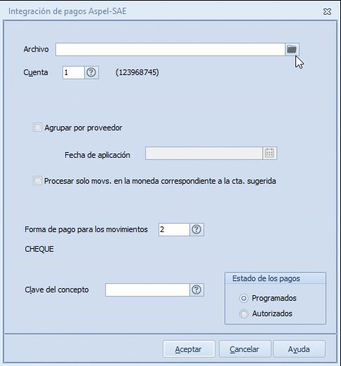 Integrar pagos - Interfaz SAE - BANCO - Portal de Clientes Siigo Aspel